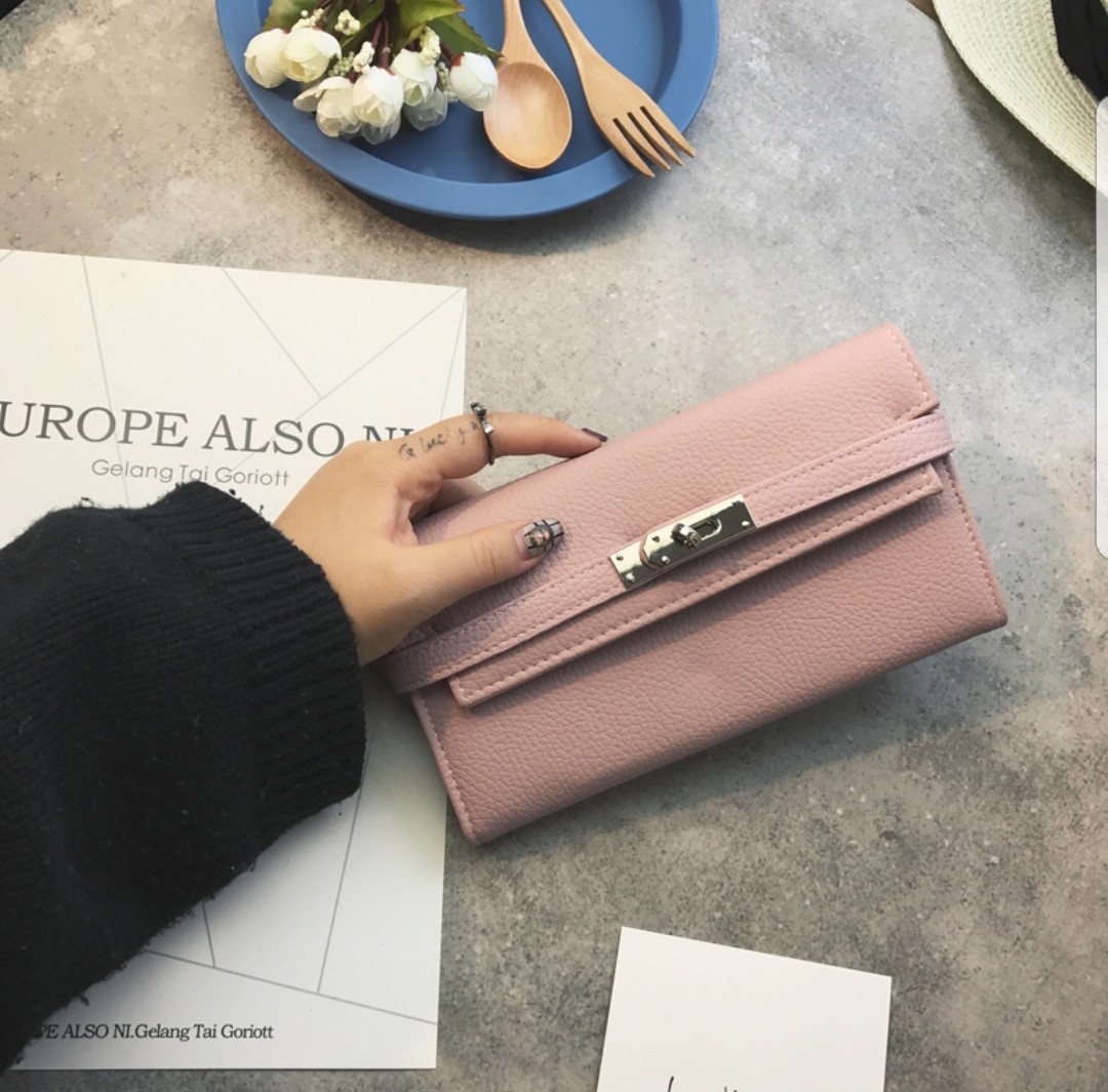 Classic Dusty Pink Leather Wallet, Women's Fashion, Bags & Wallets ...