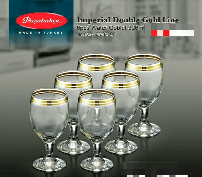 Imperial Double Gold Line 6pcs Water Goblet 326ml, Furniture & Home ...