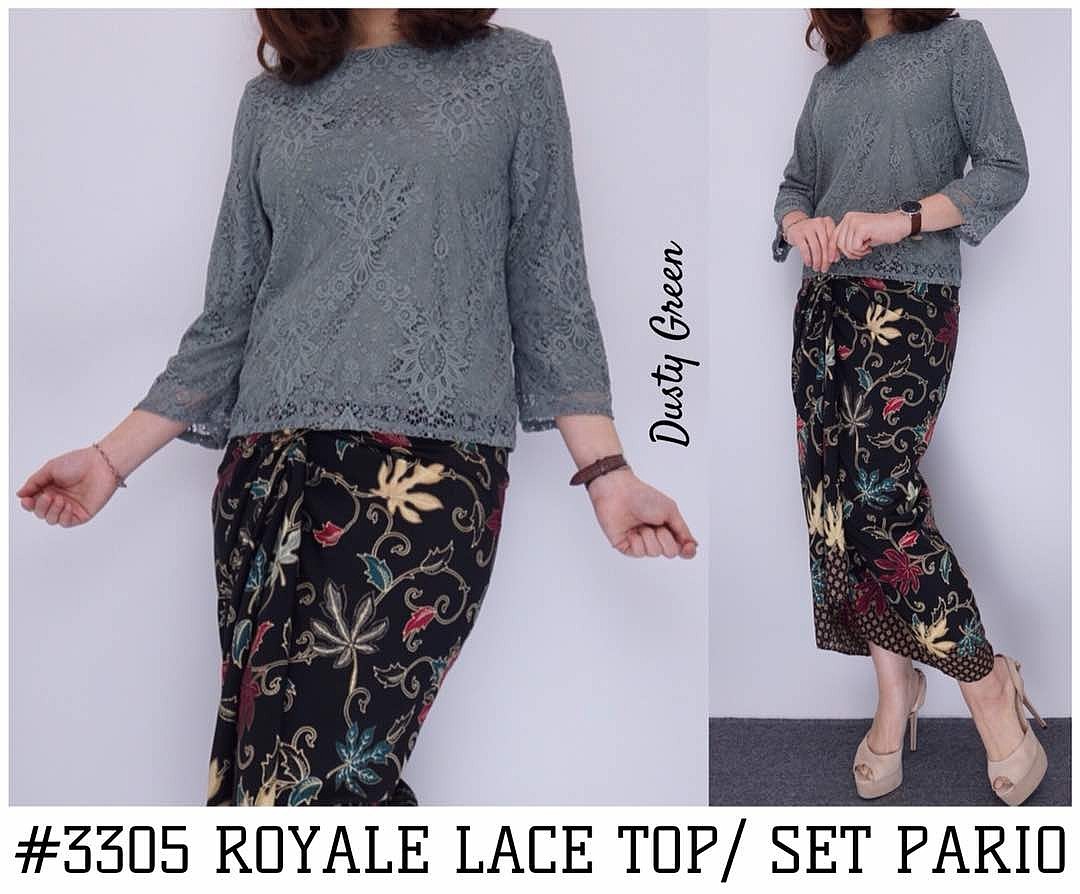 Lace Kurung Top With Batik Pario Skirt Set, Women's Fashion, Dresses ...