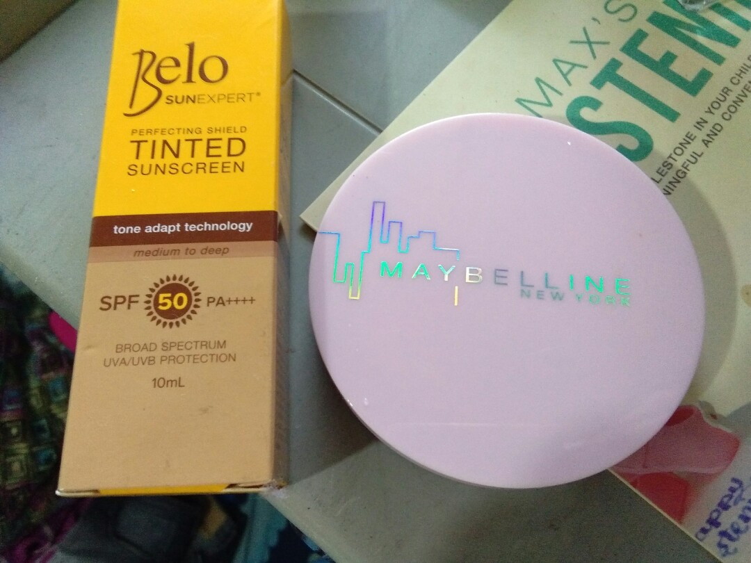 Belo Tinted Sunscreen and Maybelline Pressed Powder, Beauty & Personal ...