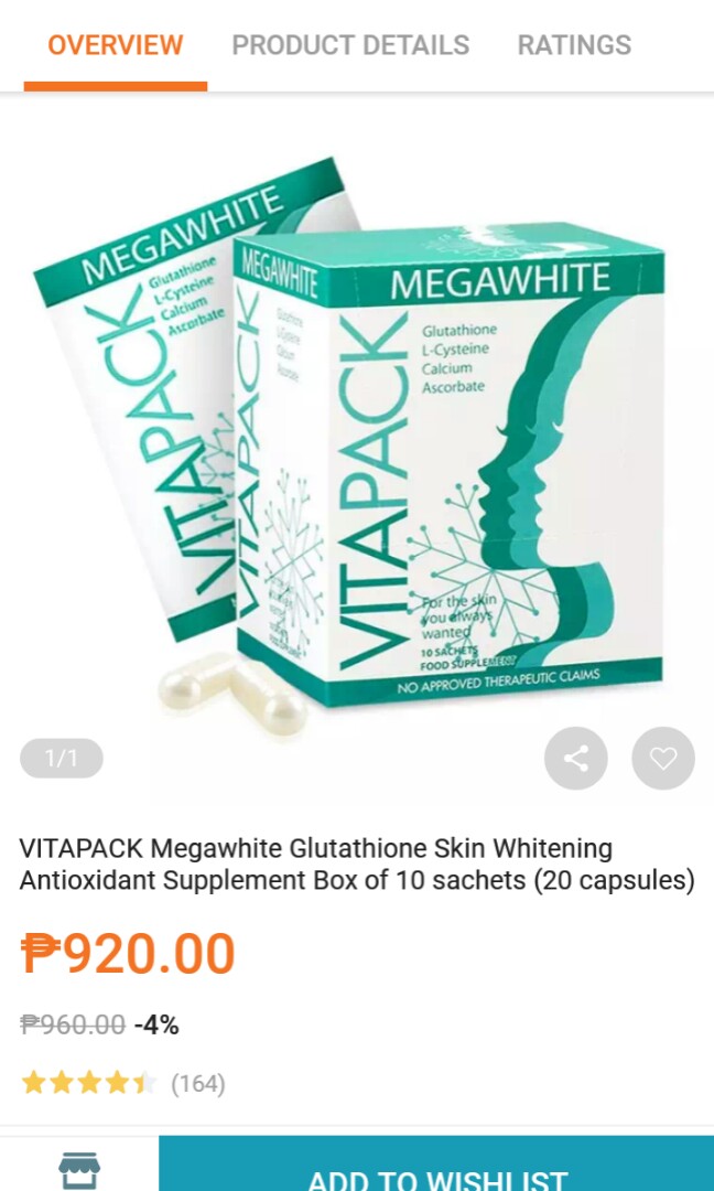 Vitapack Megawhite Glutathione on Carousell
