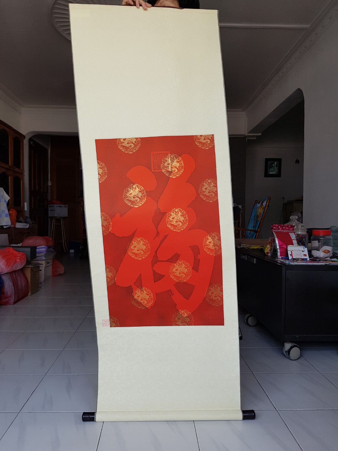 AUTHENTIC CHINESE PAINTING OF "FU" (HAPPINESS, BLESSING, GOOD FORTUNE ...