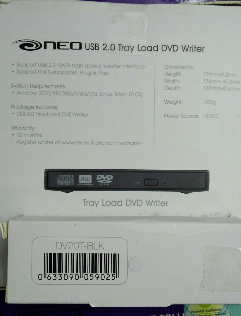 neo usb 2.0 tray load external dvd writer, Computers & Tech, Parts ...