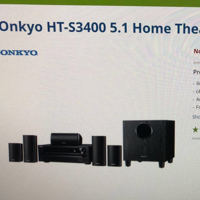 Onkyo home theatre HT S3400, Electronics, Audio on Carousell