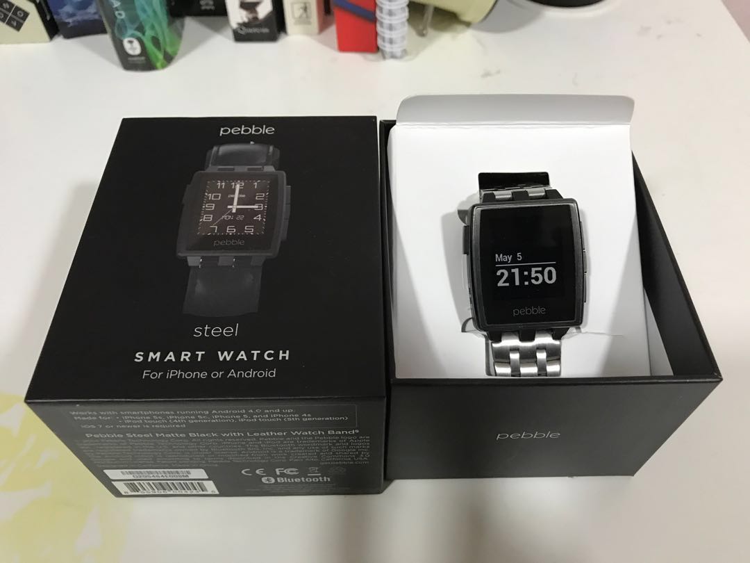 Pebble Steel Smart Watch with spare parts, Men's Fashion, Watches ...