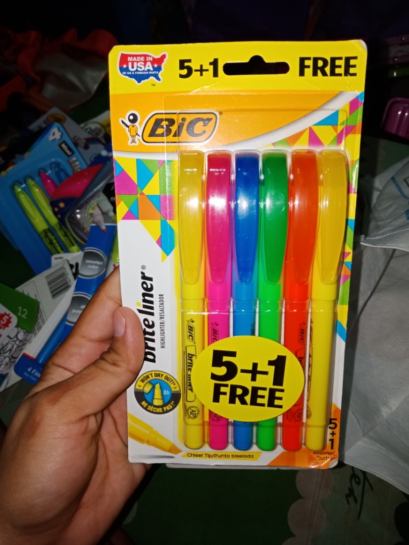 Bic Brite Liner highlighter 5 + 1, Hobbies & Toys, Stationary & Craft ...