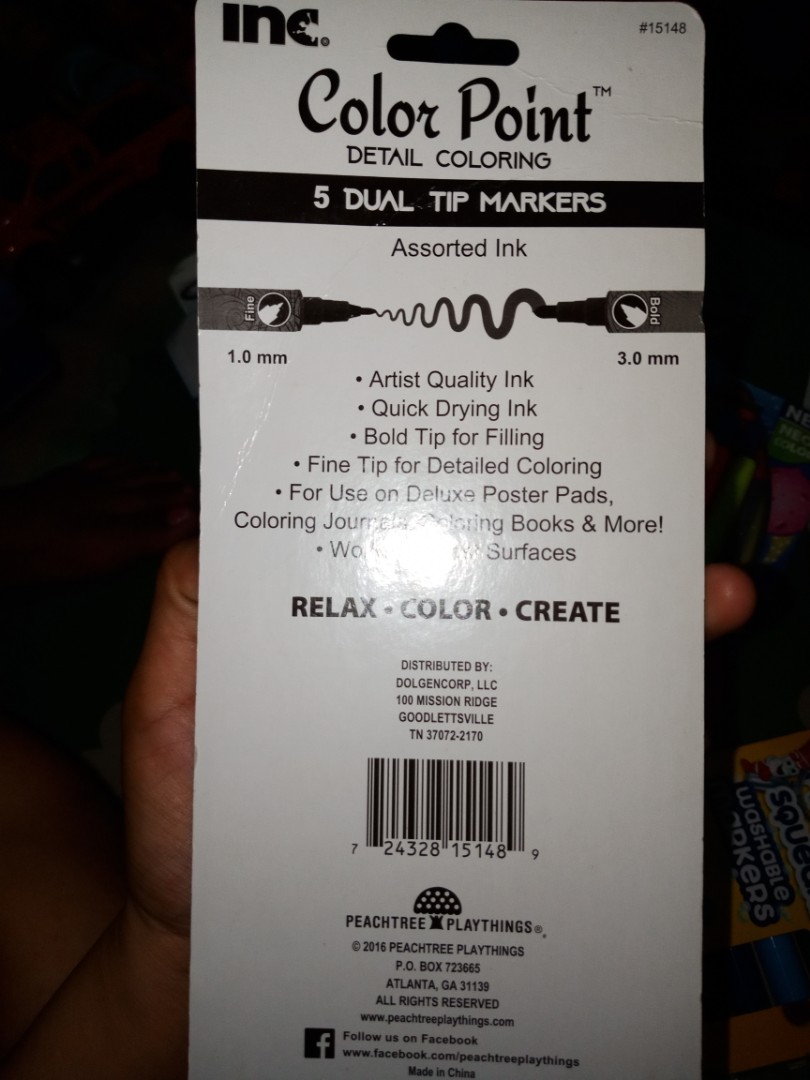 Inc. Color Point Detail Coloring 5 Dual Tip Markers, Hobbies & Toys ...