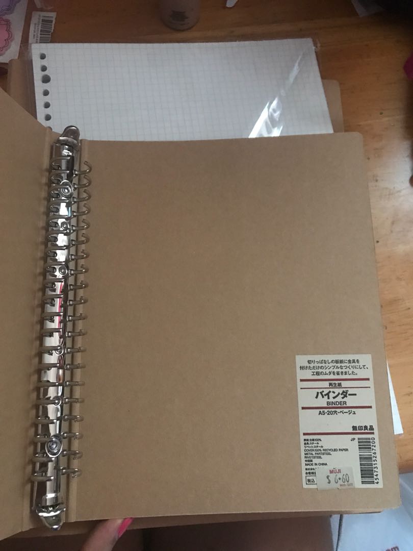 MUJI A5 Binder Grid Paper sets, Hobbies & Toys, Stationery & Craft ...