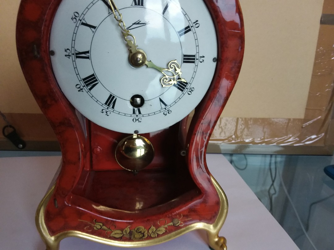 Vintage Clock Schmid original hand painted gold gilt working mantel ...