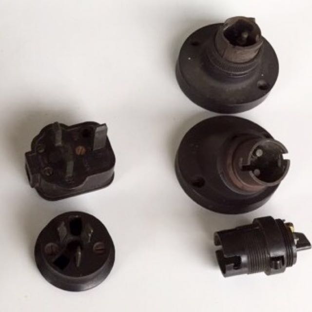 Vintage Retro Brown Bakelite Plugs, Lamp Holders ..., Hobbies & Toys ...