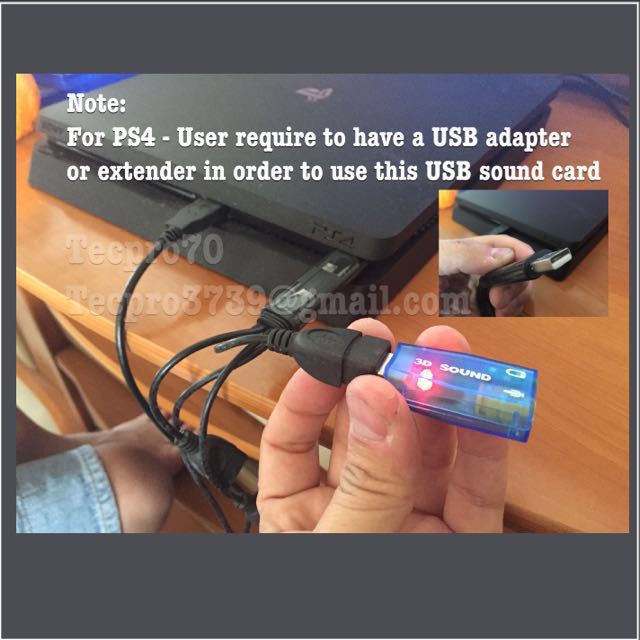 USB Audio 3D Sound Card Adapter for Gaming PlayStation PS3 , PS4 ...