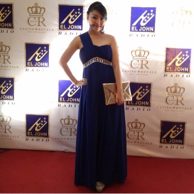 BLUE ELECTRIC ONE SHOULDER PROM DRESS, Fesyen Wanita, Pakaian Wanita ...