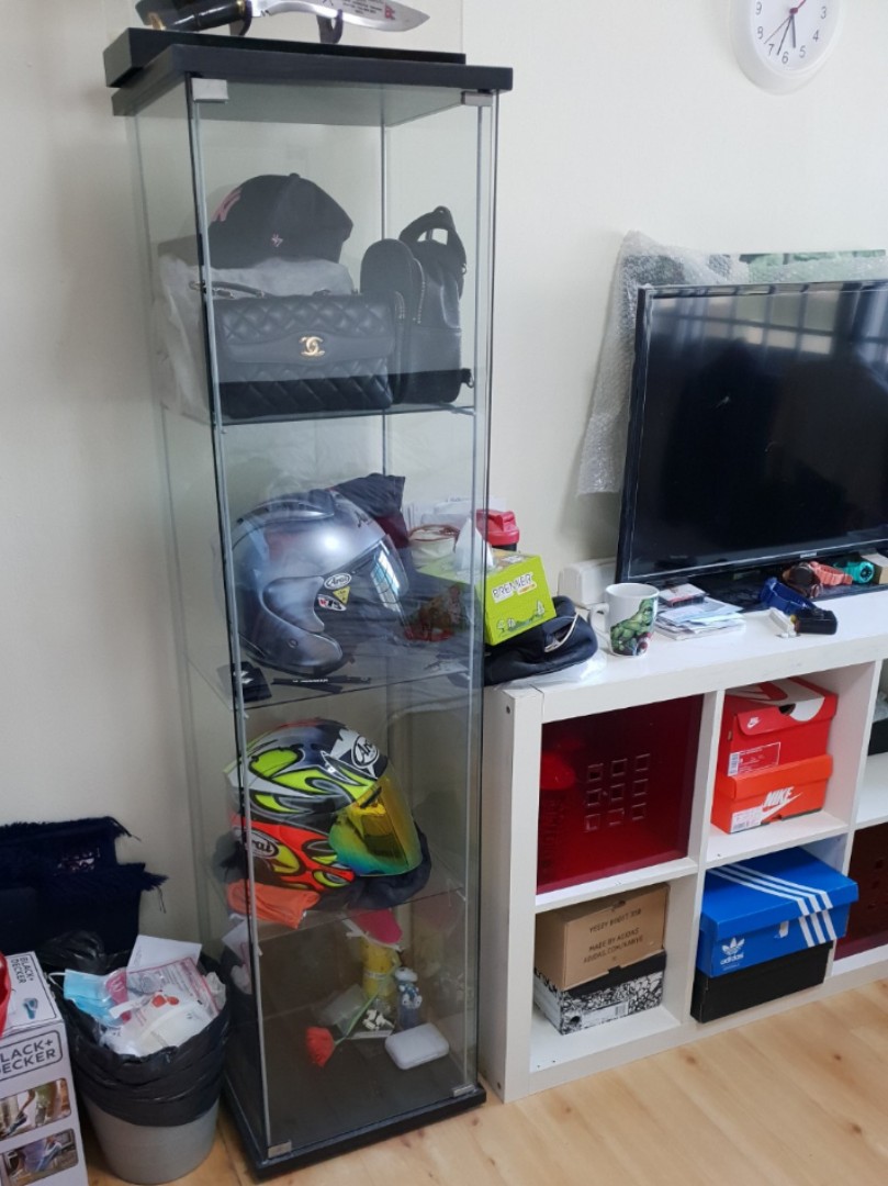 IKEA Detolf Glass Door Display Cabinet (Black), Furniture & Home Living ...