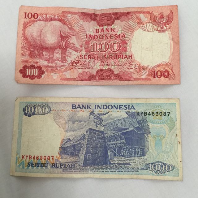 Indonesia Old Notes - 100 & 1000 Rupiah, Hobbies & Toys, Memorabilia ...