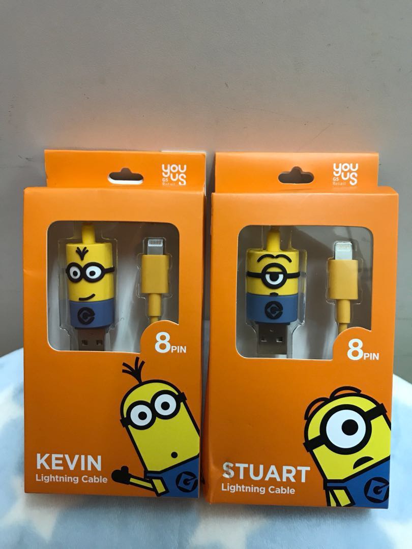 Minions Lightning 充電線 (Stuart Only~ Last One), 手提電話, 電話及其他裝置配件, 充電器及電線 ...