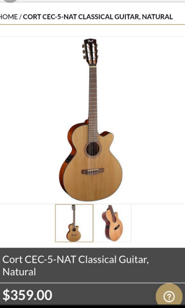 CLASSICAL GUITAR CORT CEC 5 NAT, Music & Media, Music Instruments on Carousell