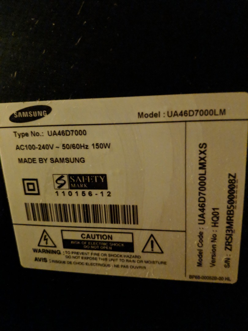 Samsung 46inch smart TV - UA46D7000, TV & Home Appliances, TV ...
