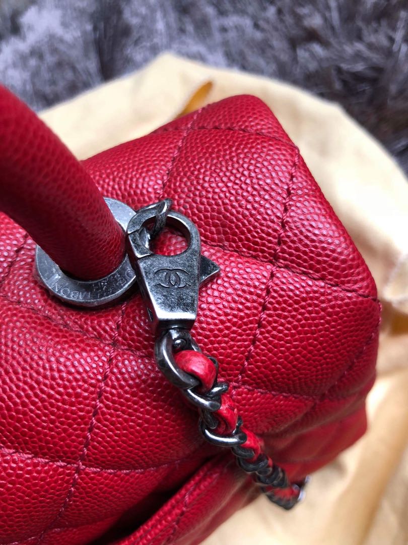 Chanel coco handle true red mini 9.5 inch , Luxury, Bags & Wallets on ...