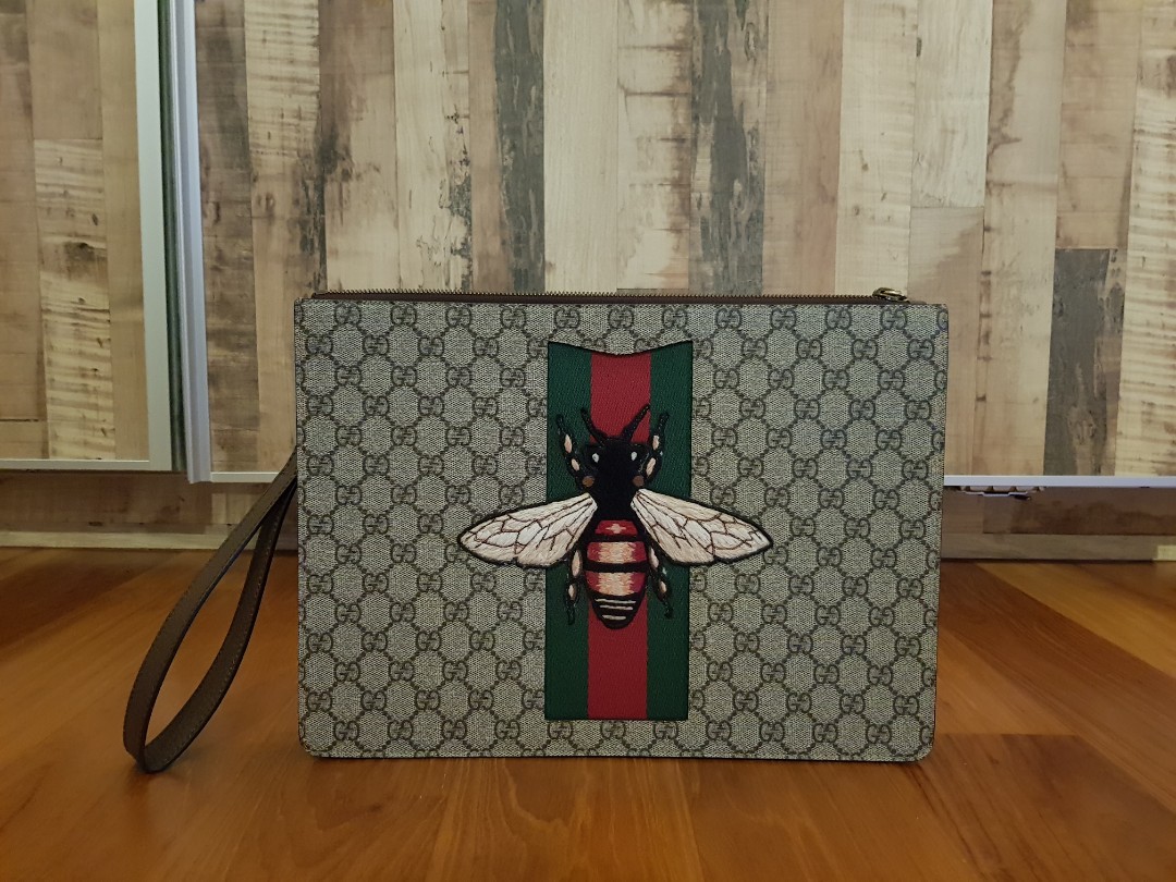 LN Gucci bee embroidery cluthc, Luxury, Bags & Wallets on Carousell