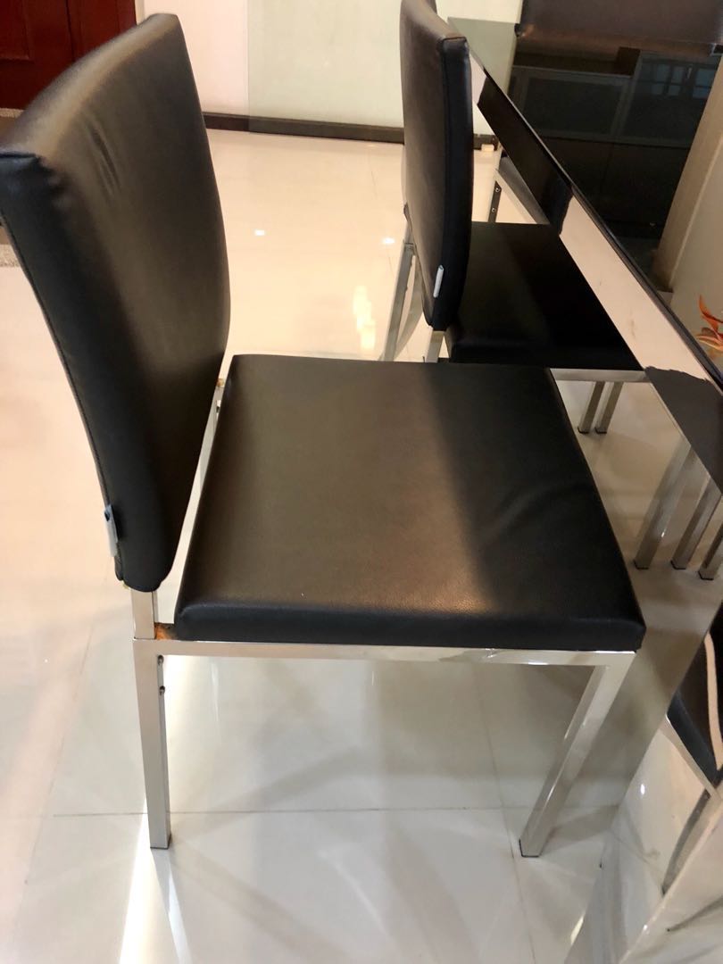Pre loved glass Dining Table Set (Table + 6 chairs), Furniture & Home ...