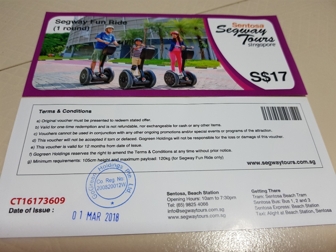 Segway sentosa for 2, Tickets & Vouchers, Local Attractions & Transport ...