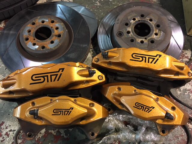 Brembo Subaru STi 4 pot front 2 pot rear, Car Accessories on Carousell