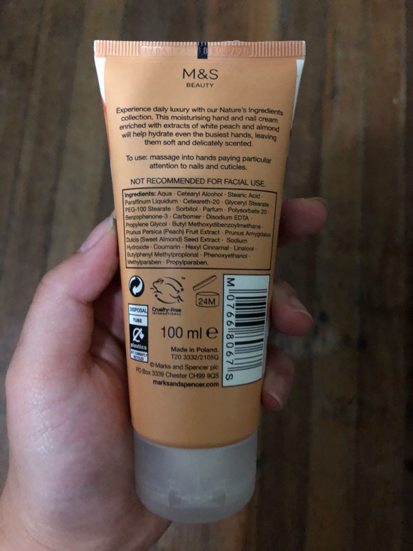 Marks & Spencer Peach and Almond Hand Cream, Beauty & Personal Care ...