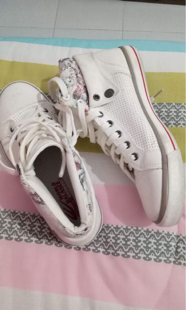 World balance white womens high-cut shoes, Women's Fashion, Footwear ...
