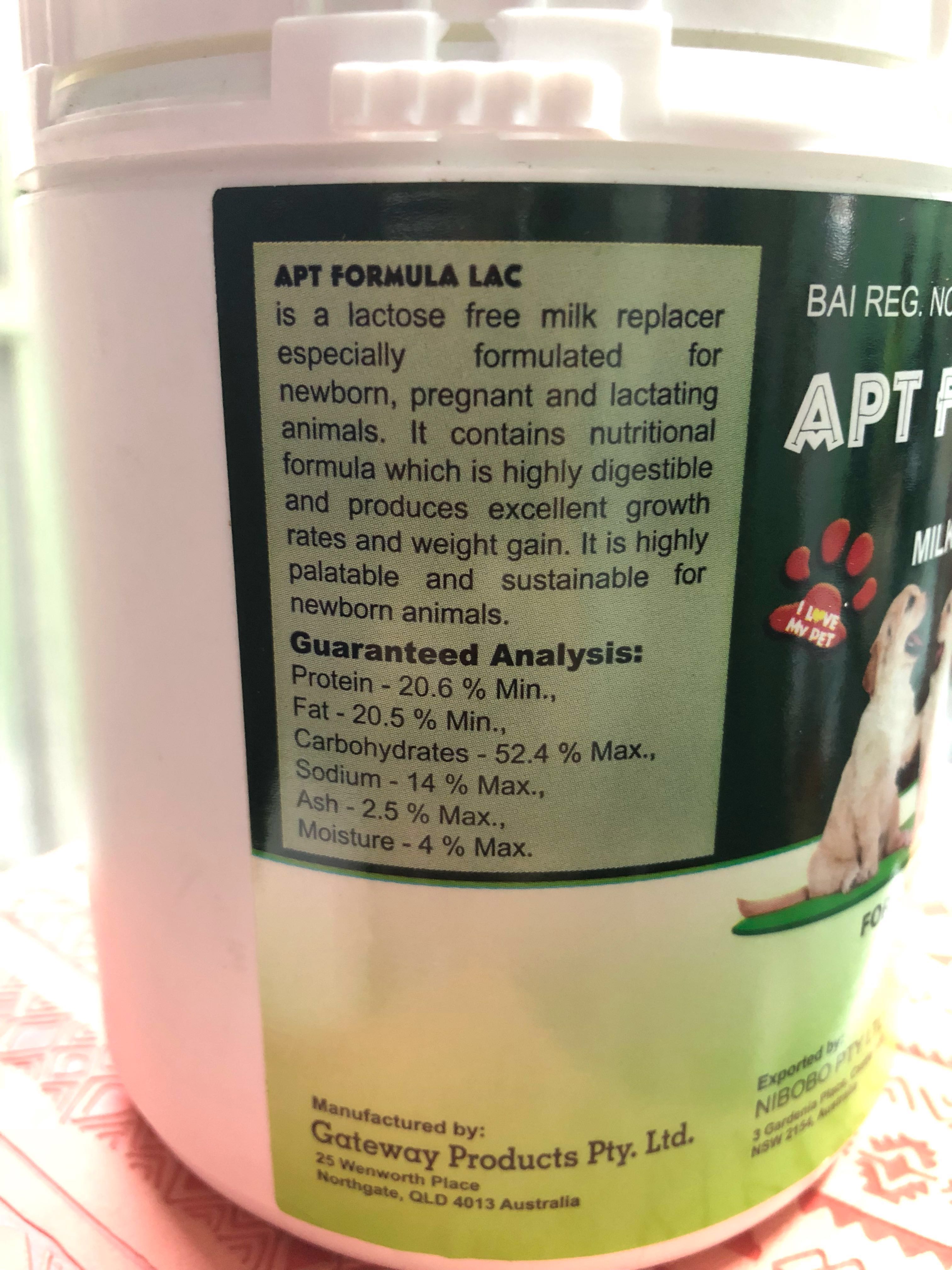APT FORMULA LAC - powder milk replacer, Pet Supplies, Health & Grooming ...