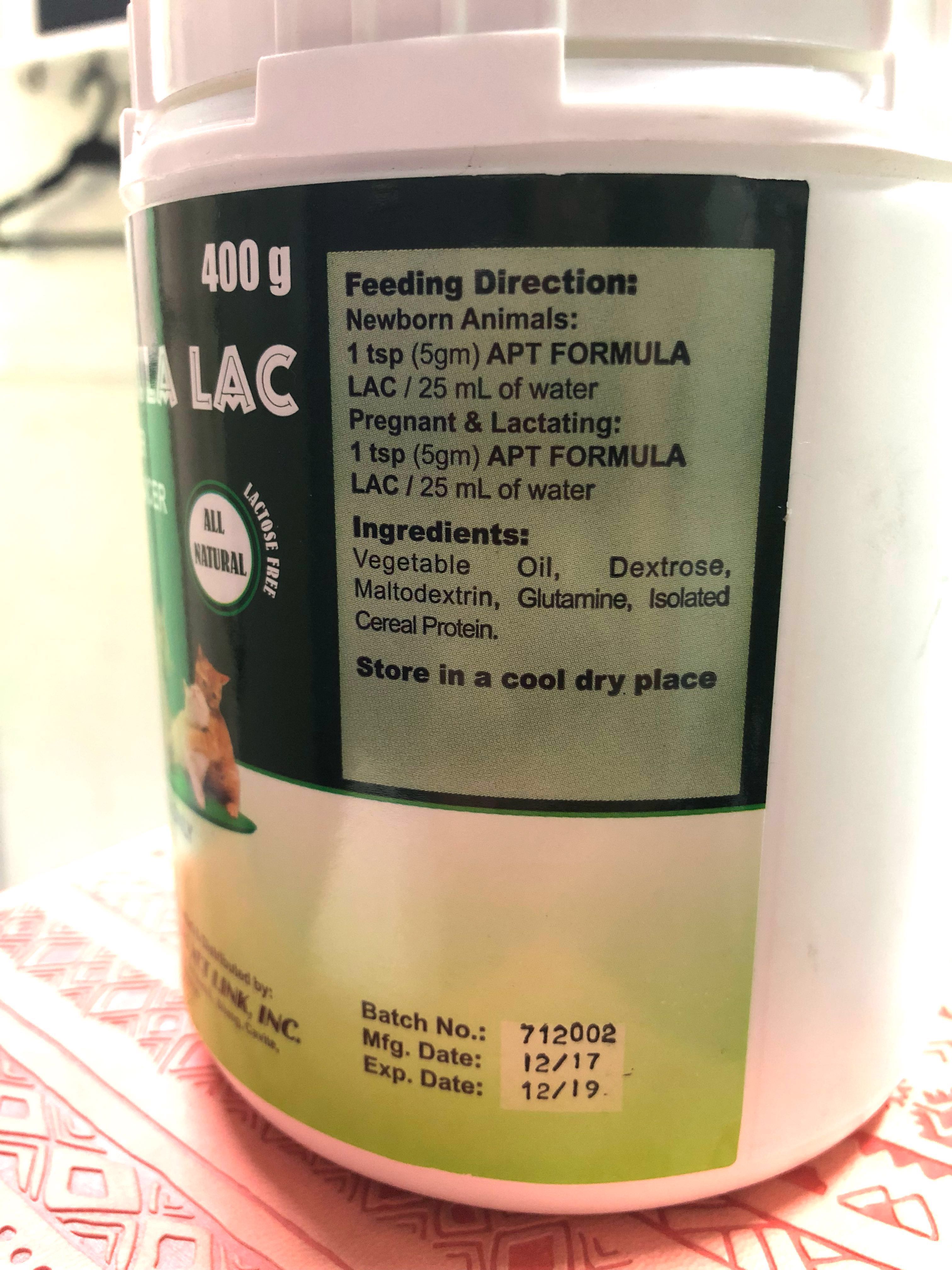 APT FORMULA LAC - powder milk replacer, Pet Supplies, Health & Grooming ...