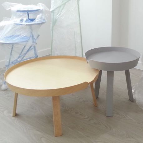 Muuto AROUND light grey & oak ash coffee table set, Furniture & Home ...