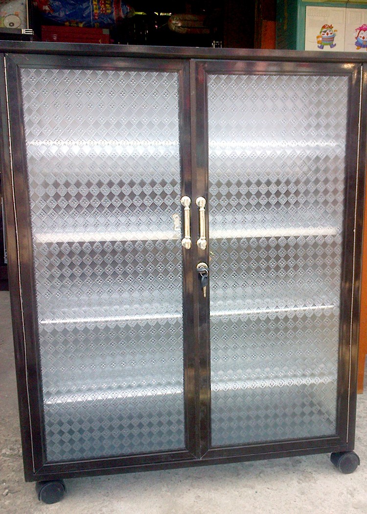 Rak Sepatu Almini Frame Coklat Kaca Es 4 Susun Roda 74-90, Perabotan ...