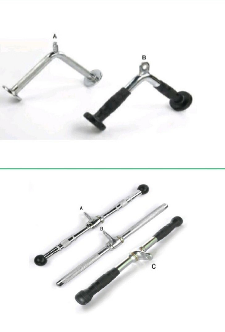 Pulley Cable Handles Revolving Curl Bar Single Rope Push Pull Down Lat ...