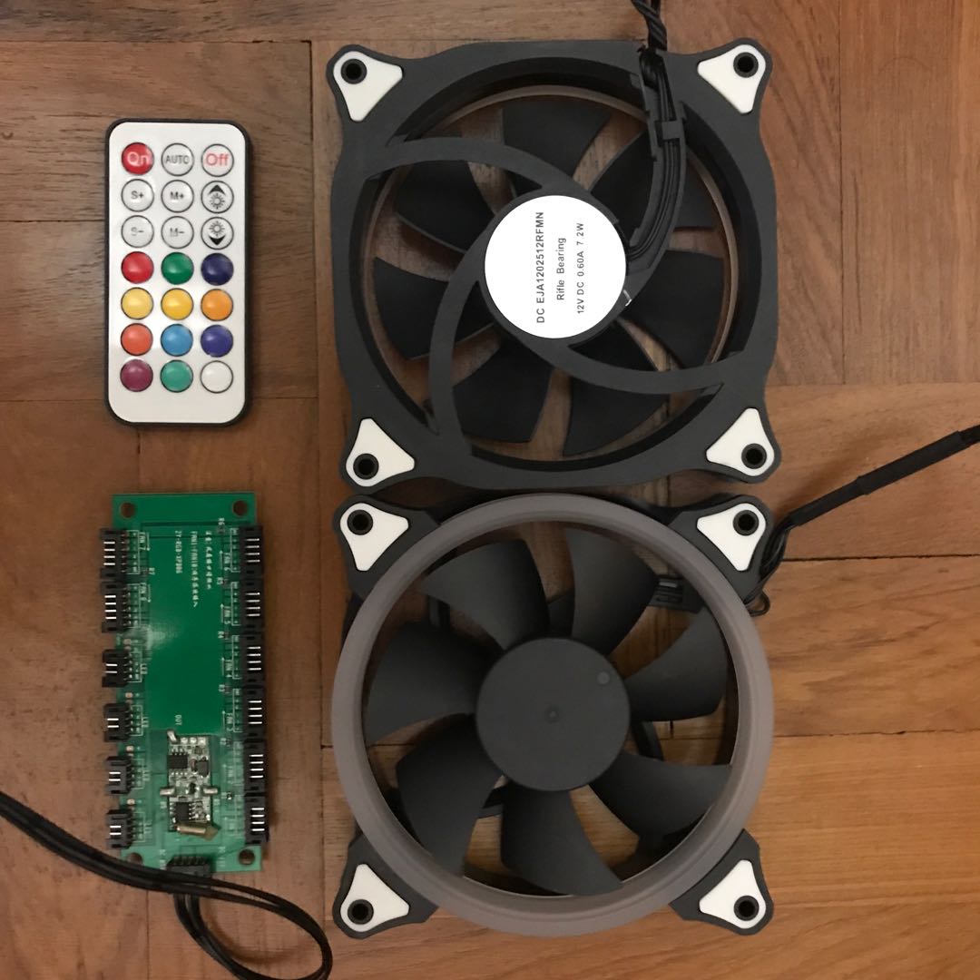 2x 120mm RGB fans with remote and controller, Computers & Tech, Parts ...