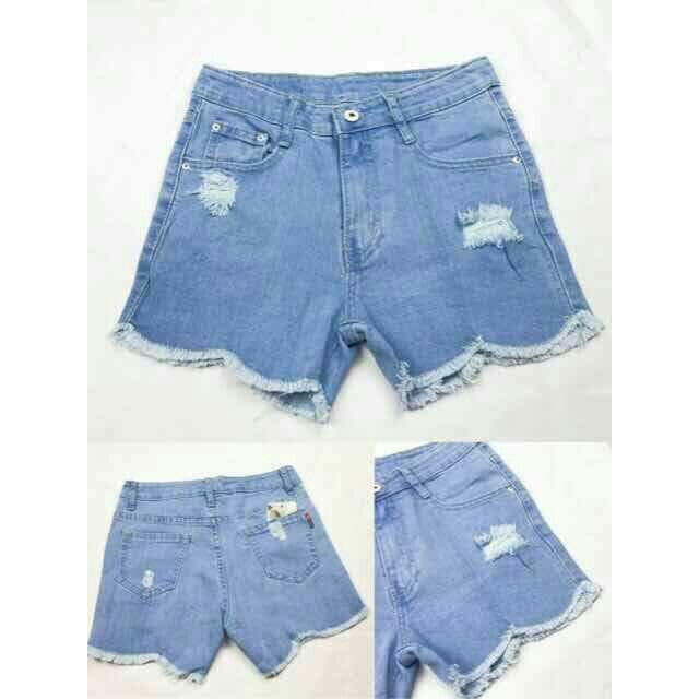 Curl wave denim tattered short, Women's Fashion, Bottoms, Other Bottoms ...