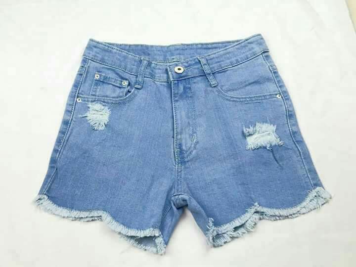 Curl wave denim tattered short, Women's Fashion, Bottoms, Other Bottoms ...