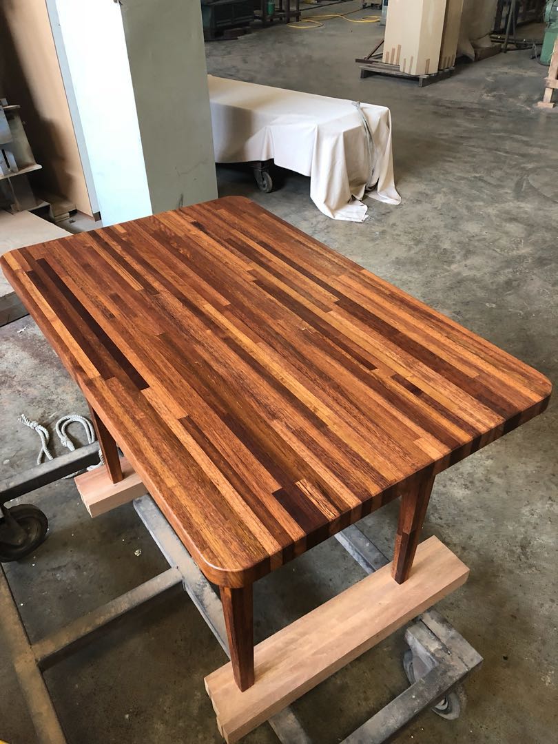 Merbau Finger Joint Dining Table, Furniture & Home Living, Furniture ...