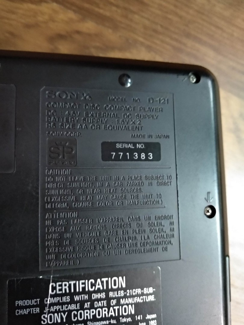 Sony Discman D-121 Portable CD Player, Audio, Portable Music Players on ...