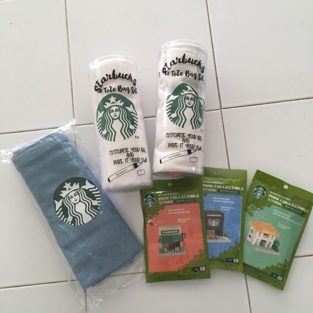 Starbucks items group-Tote bag-3x mini blocks -2x Design your own apron ...