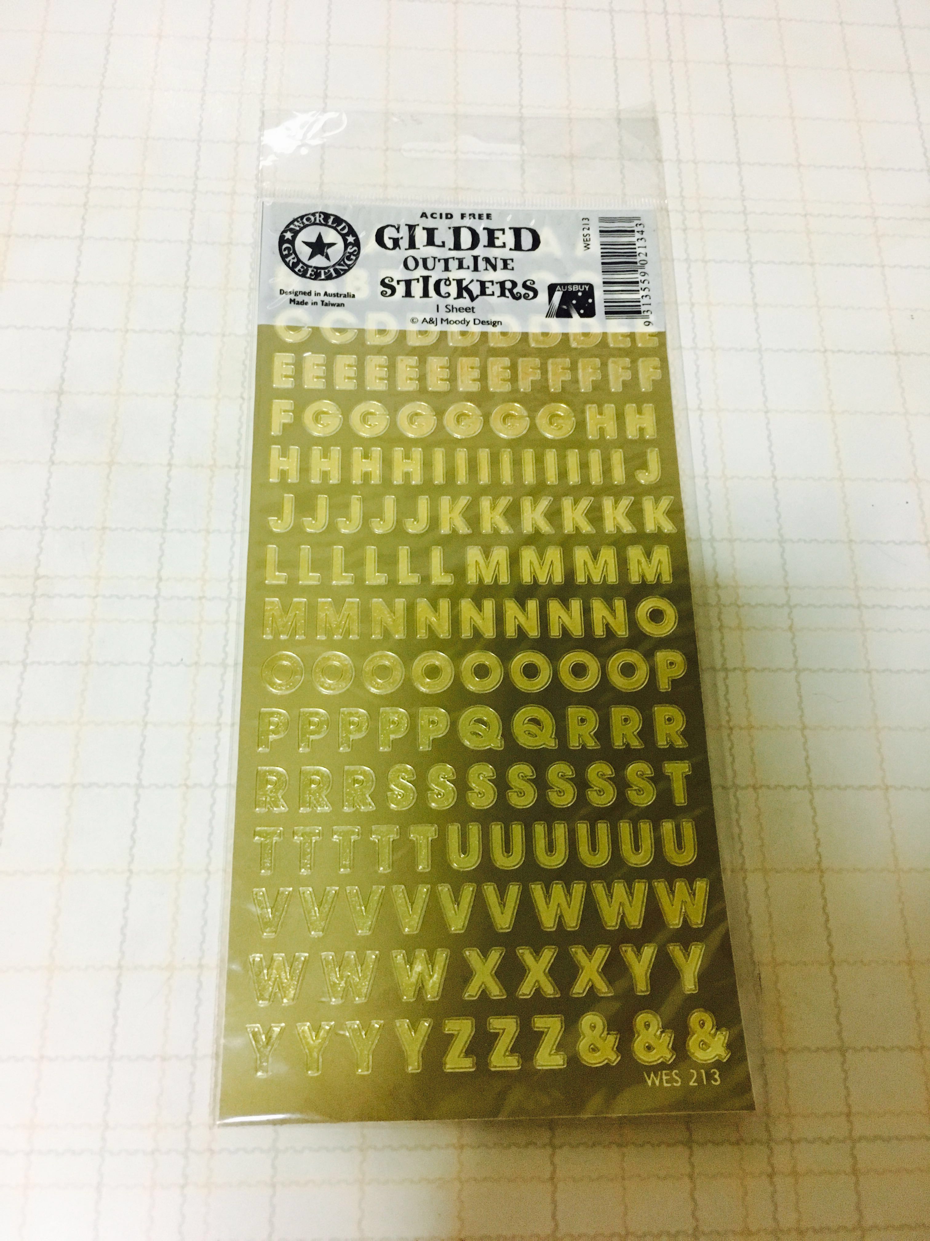 Alphabet Gilded Outline Stickers (Gold Color), Hobbies & Toys ...