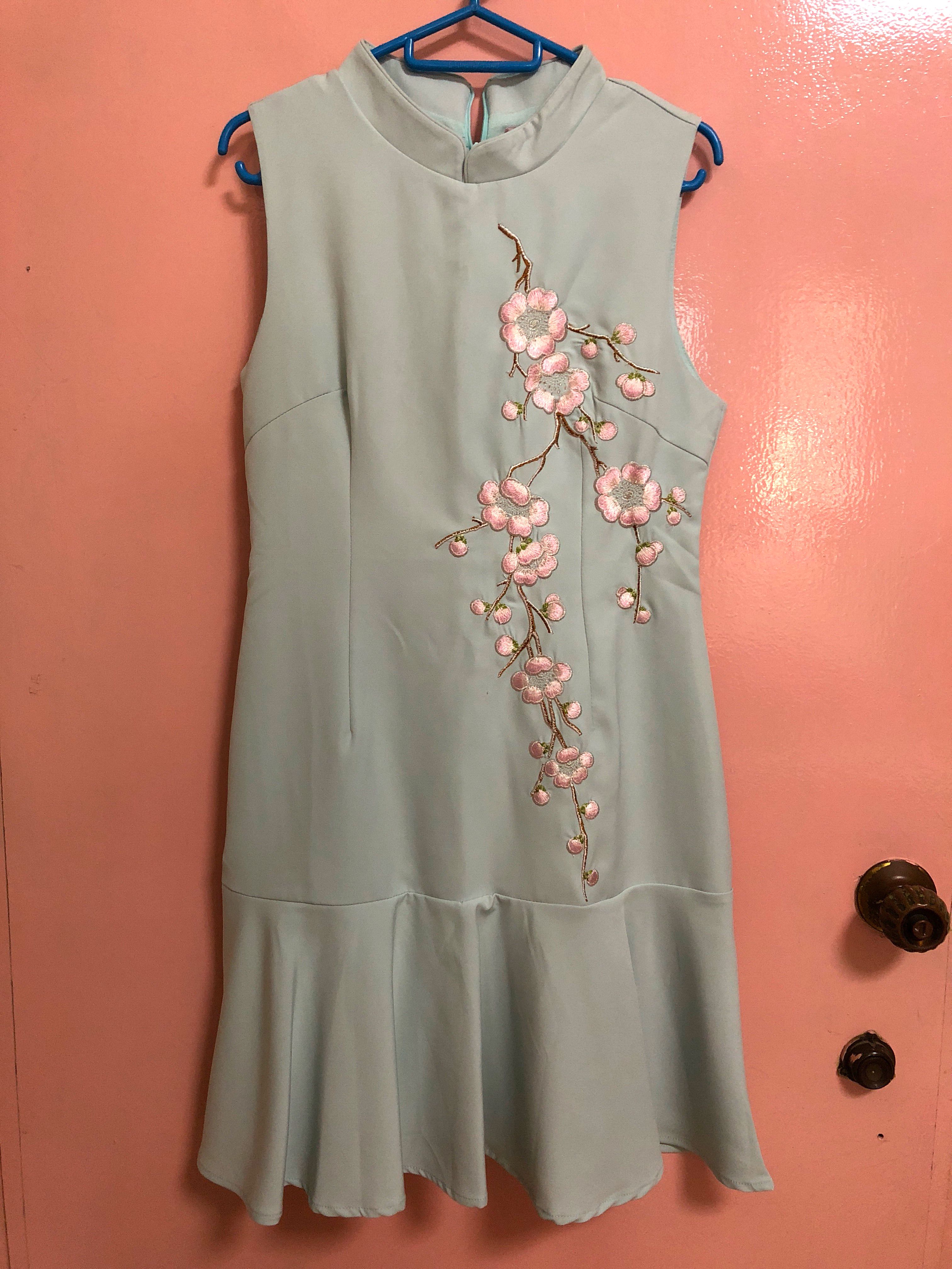 Blue Cheongsam Dress, Women's Fashion, Dresses & Sets, Dresses on Carousell