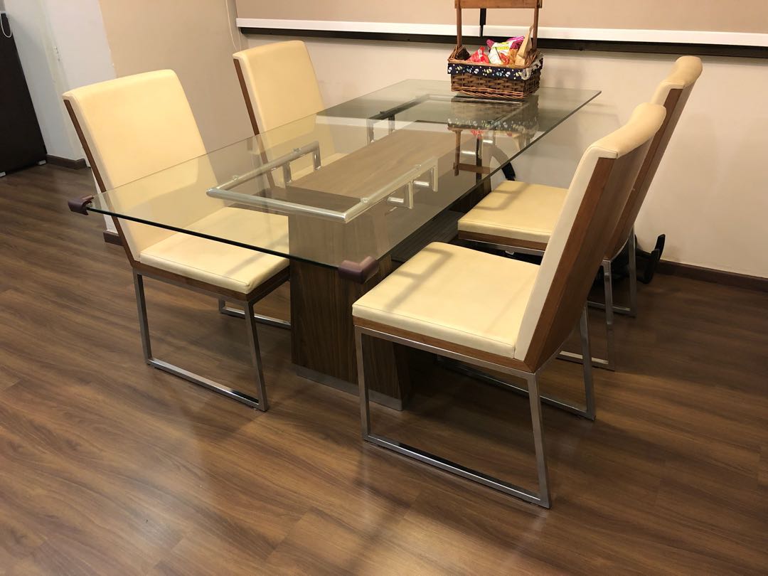 Cellini Dining Table with 4 Chairs, Furniture & Home Living, Furniture ...