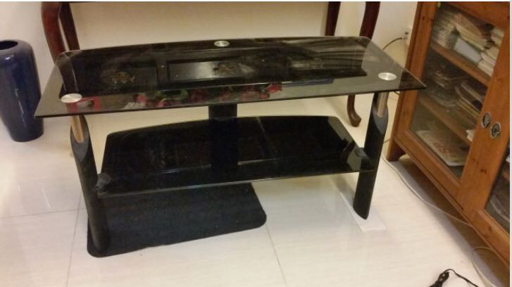 Glass TV rack, Furniture & Home Living, Furniture, Other Home Furniture ...