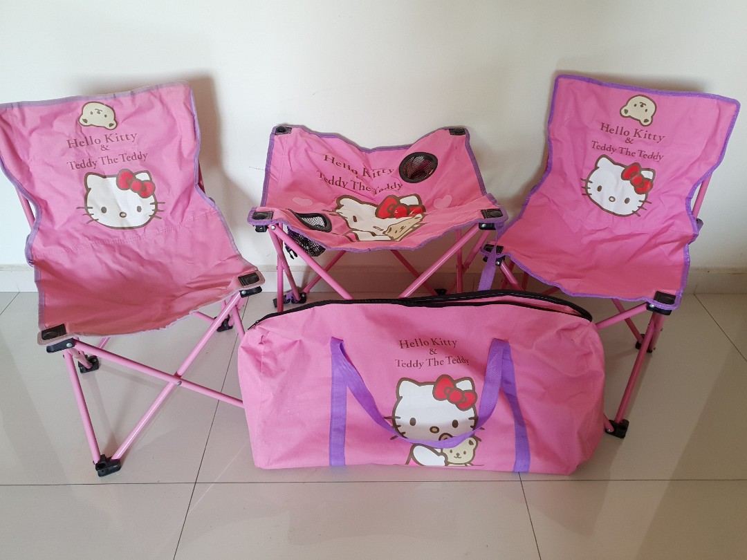 Hello Kitty Outdoor Foldable Picnic Table & Chairs, Furniture & Home ...