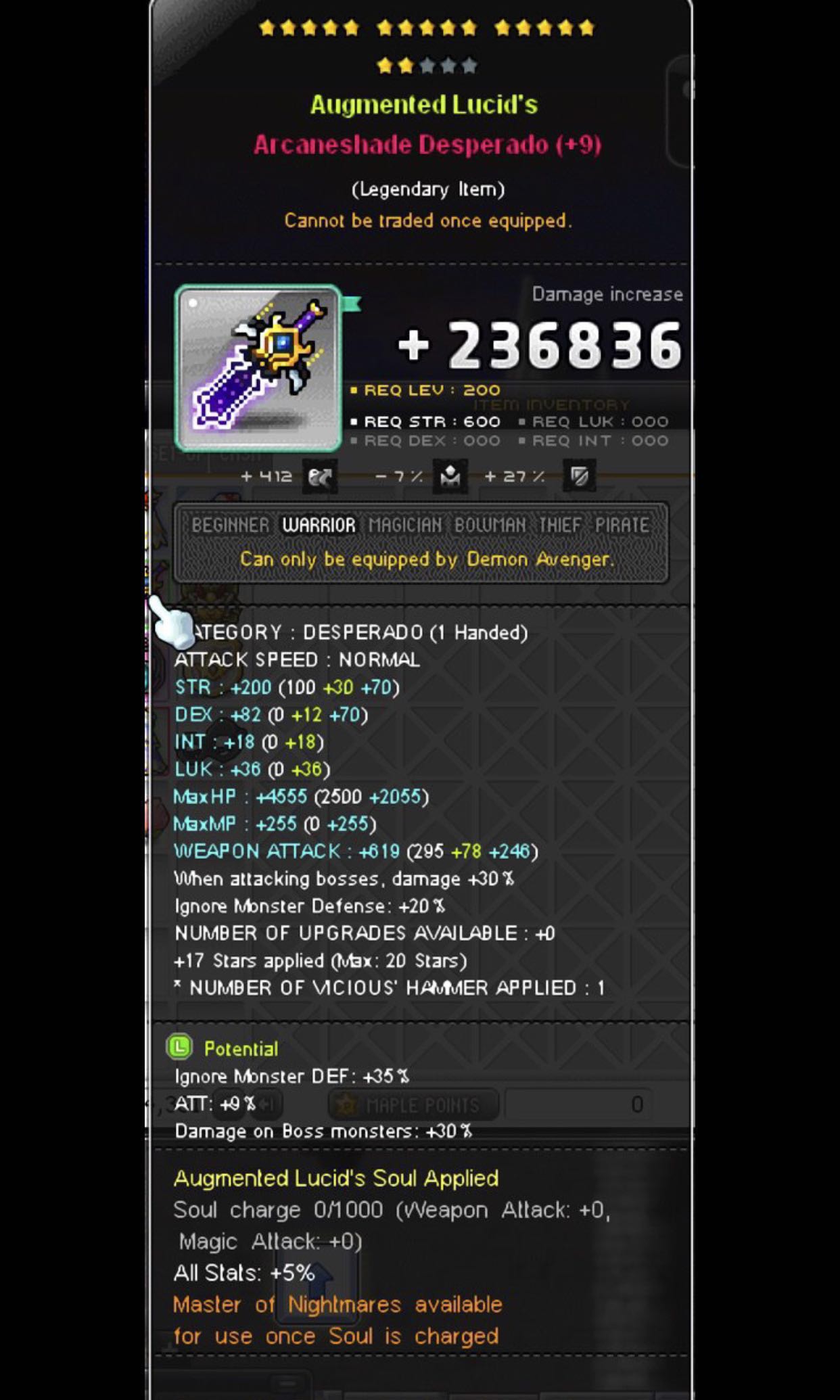 MapleSEA 3L Legend Arcaneshade Desperado, Video Gaming, Video Game ...