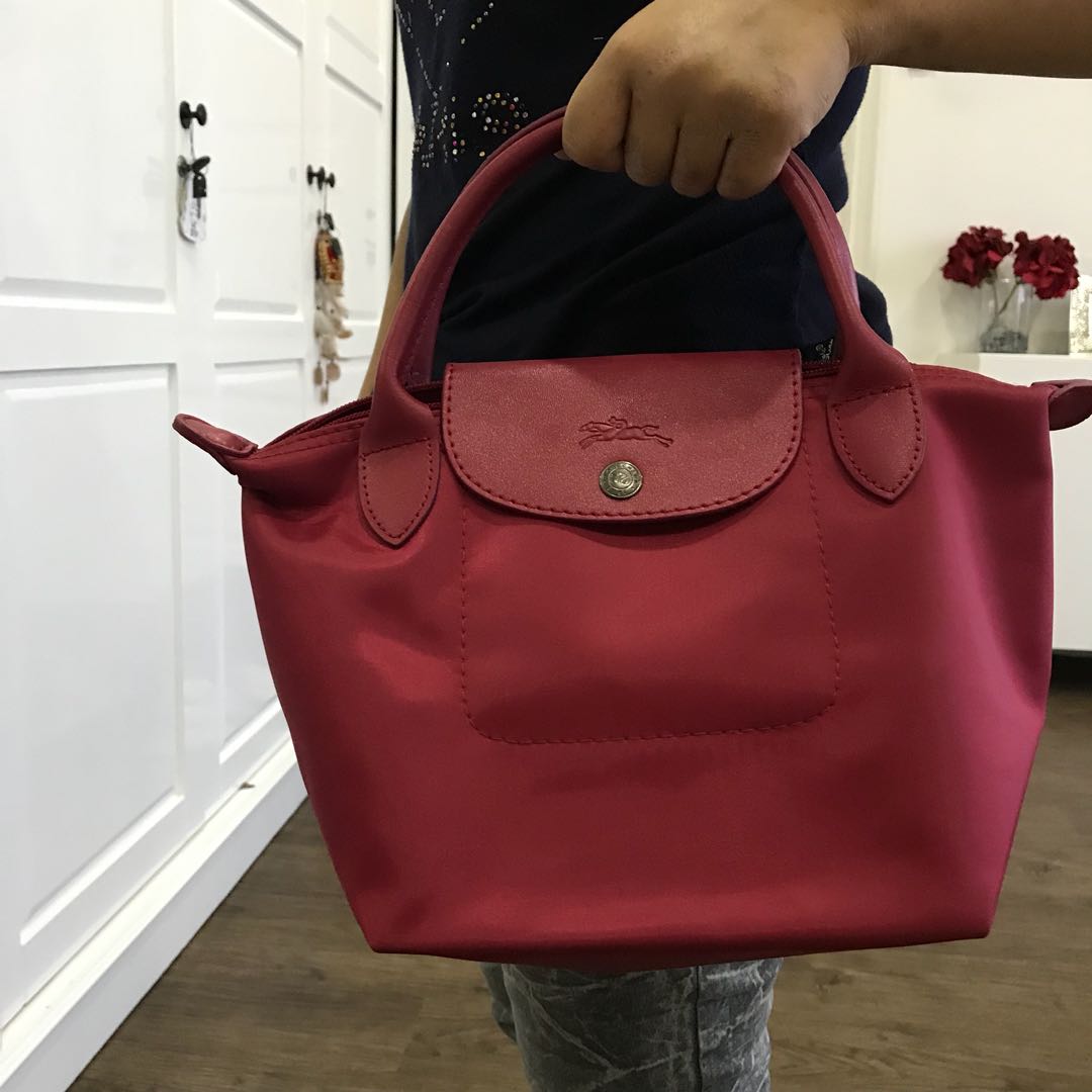 Nano Longchamp in maroon, Fesyen Wanita, Tas & Dompet di Carousell