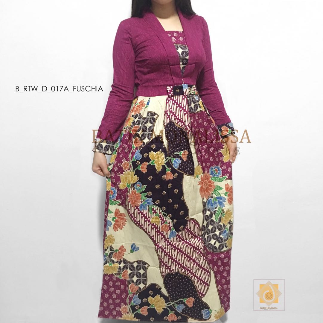 Batik Dress Hari Raya Collection in Fuschia, Women's Fashion, Muslimah ...
