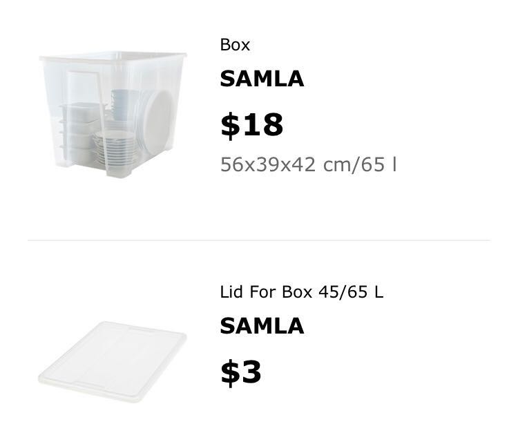 Ikea SAMLA storage box with Lid, Furniture & Home Living, Home ...