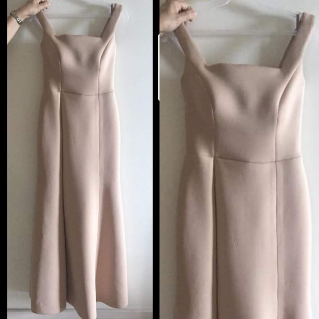 Beige Neo Print fabric gown, Women's Fashion, Tops, Blouses on Carousell