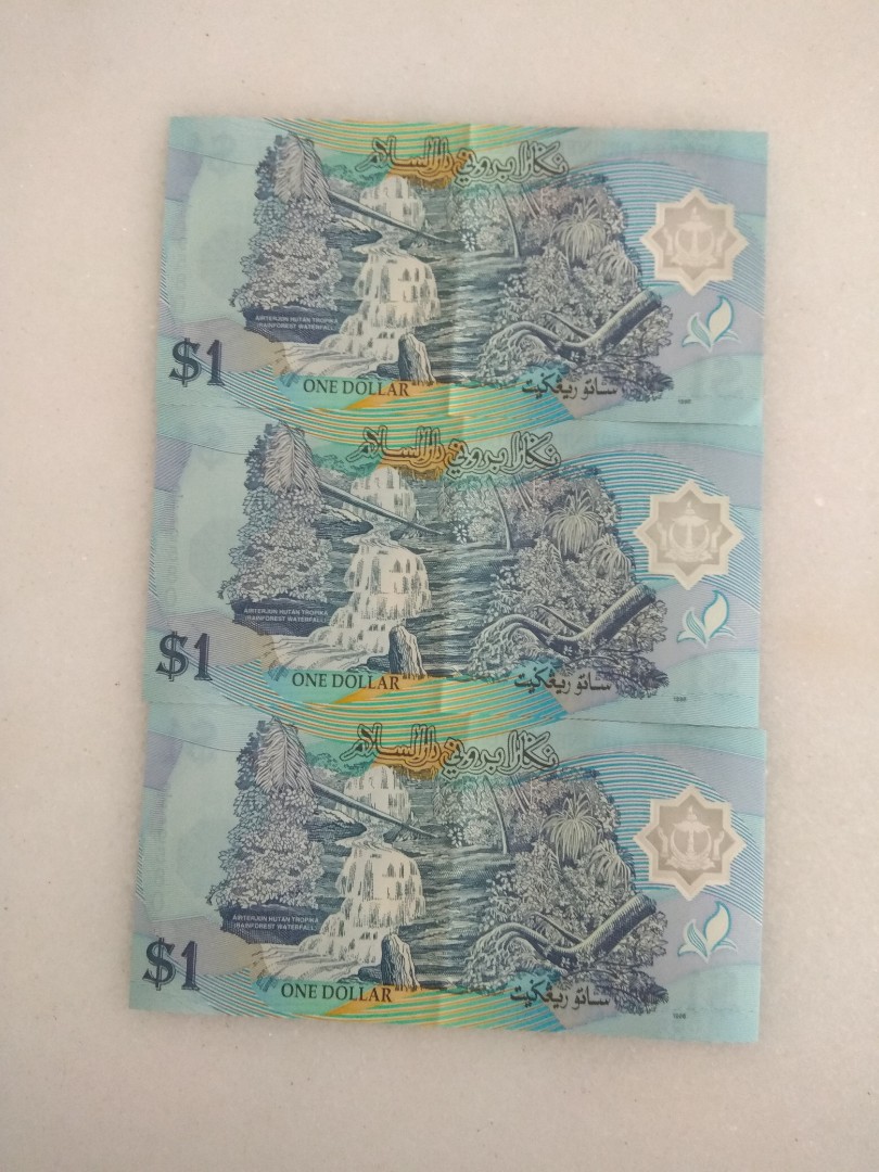 Brunei polymer notes $1 in 3 run, Hobbies & Toys, Memorabilia ...